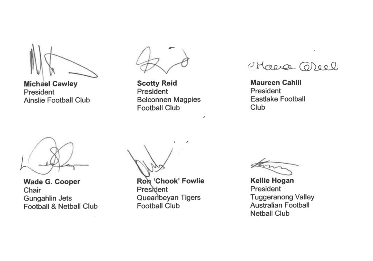 AFL Canberra Senior Club Presidents' Statement - Ainslie Football Club ...